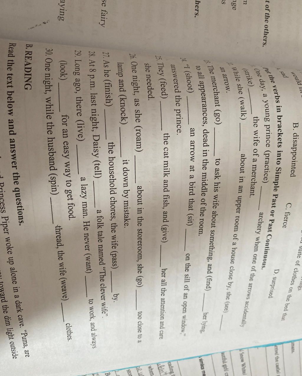 t of the others. m nge GS hers. se fairy aying II would B. disappointed ...