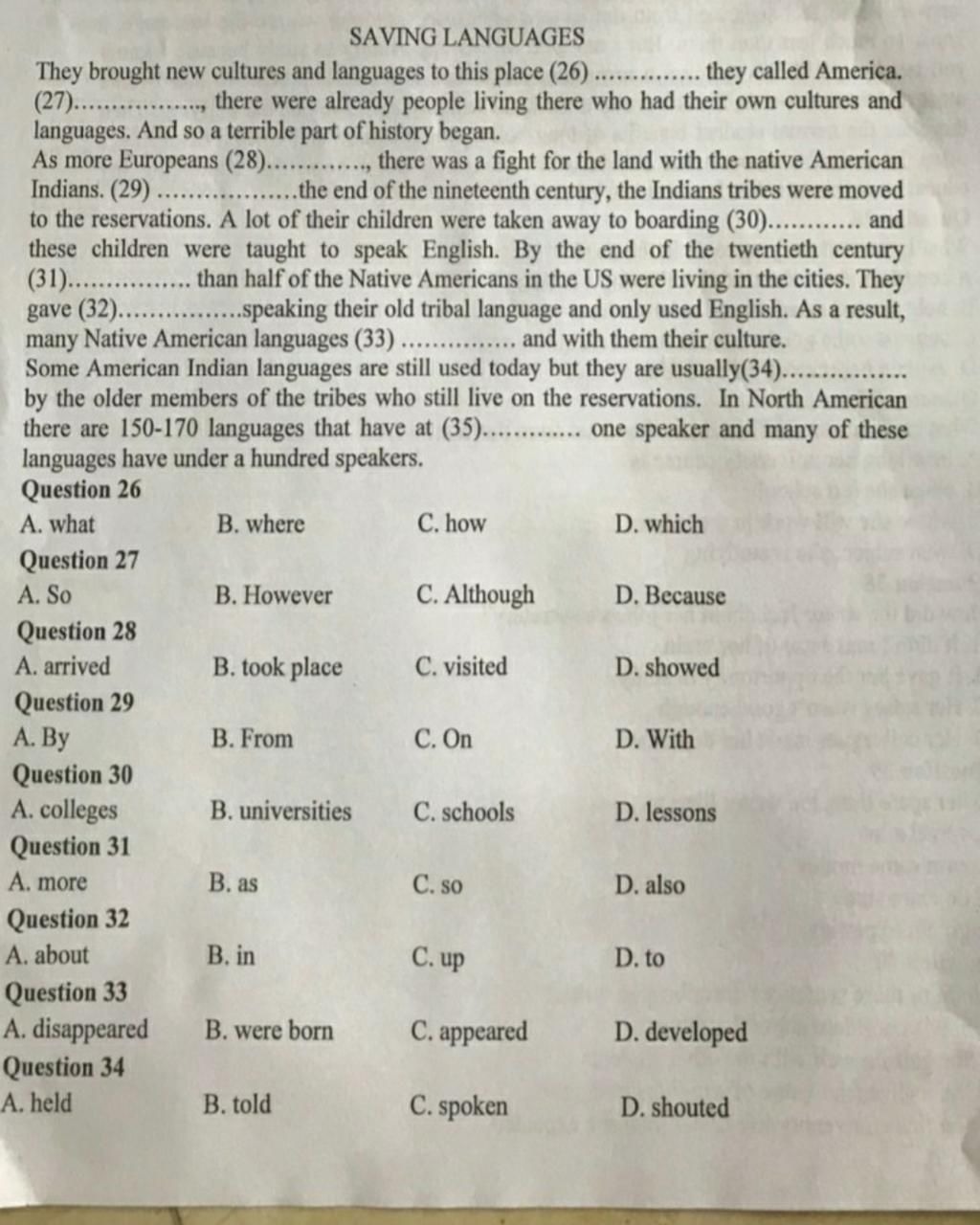 SAVING LANGUAGES They brought new cultures and languages to this place ...