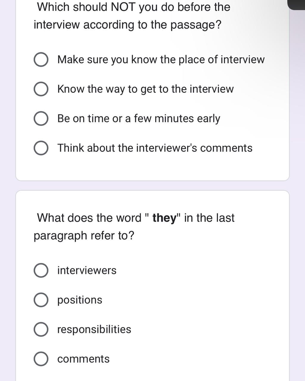 Which should NOT you do before the interview according to the passage ...