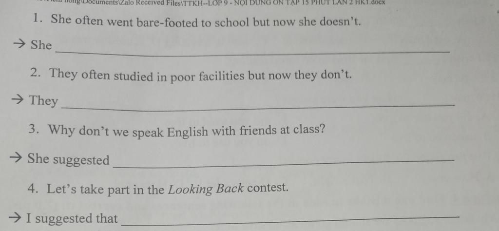 Q5: Complete each of the sentences so that it has exactly the same meaning as the original one ...