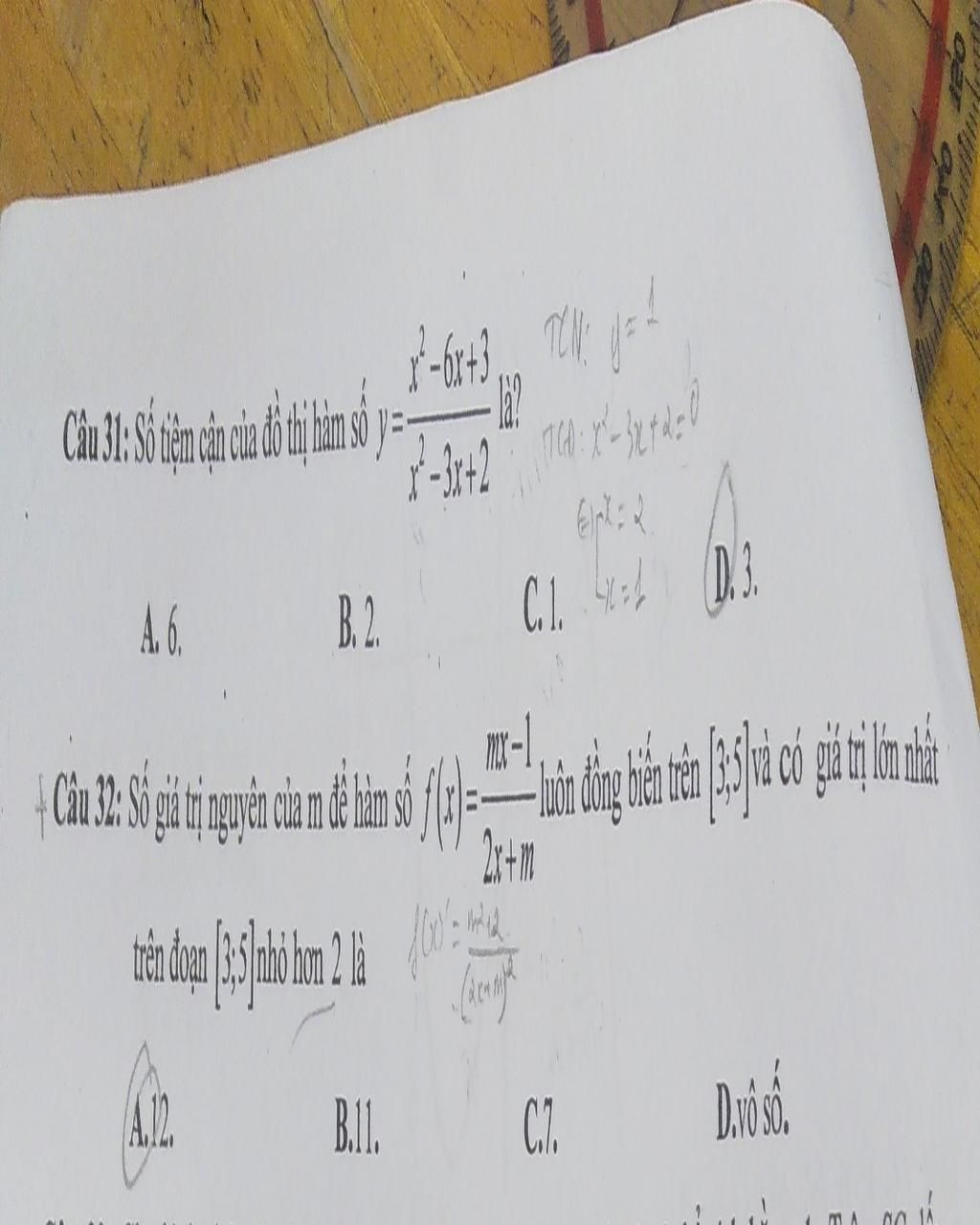 Câu 3:Số tận c A. 6. B.2. Câu 3. Số giả tản quyền của m để hàm 32 50 ...
