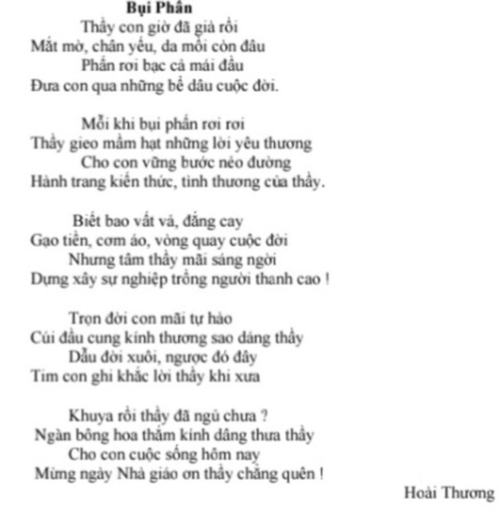Hãy phân tích bài thơ "bụi phấn" và trình bày cảm nhận tôn sư trọng đạo ...