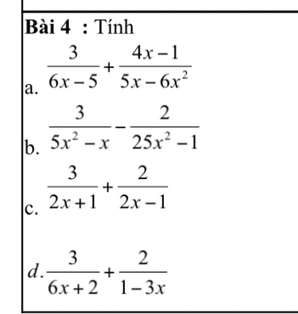 B i 4 T nh 3 6x 5 La 3 B 5x x 3 2x 1 C D 4x 1 5x 6x 2