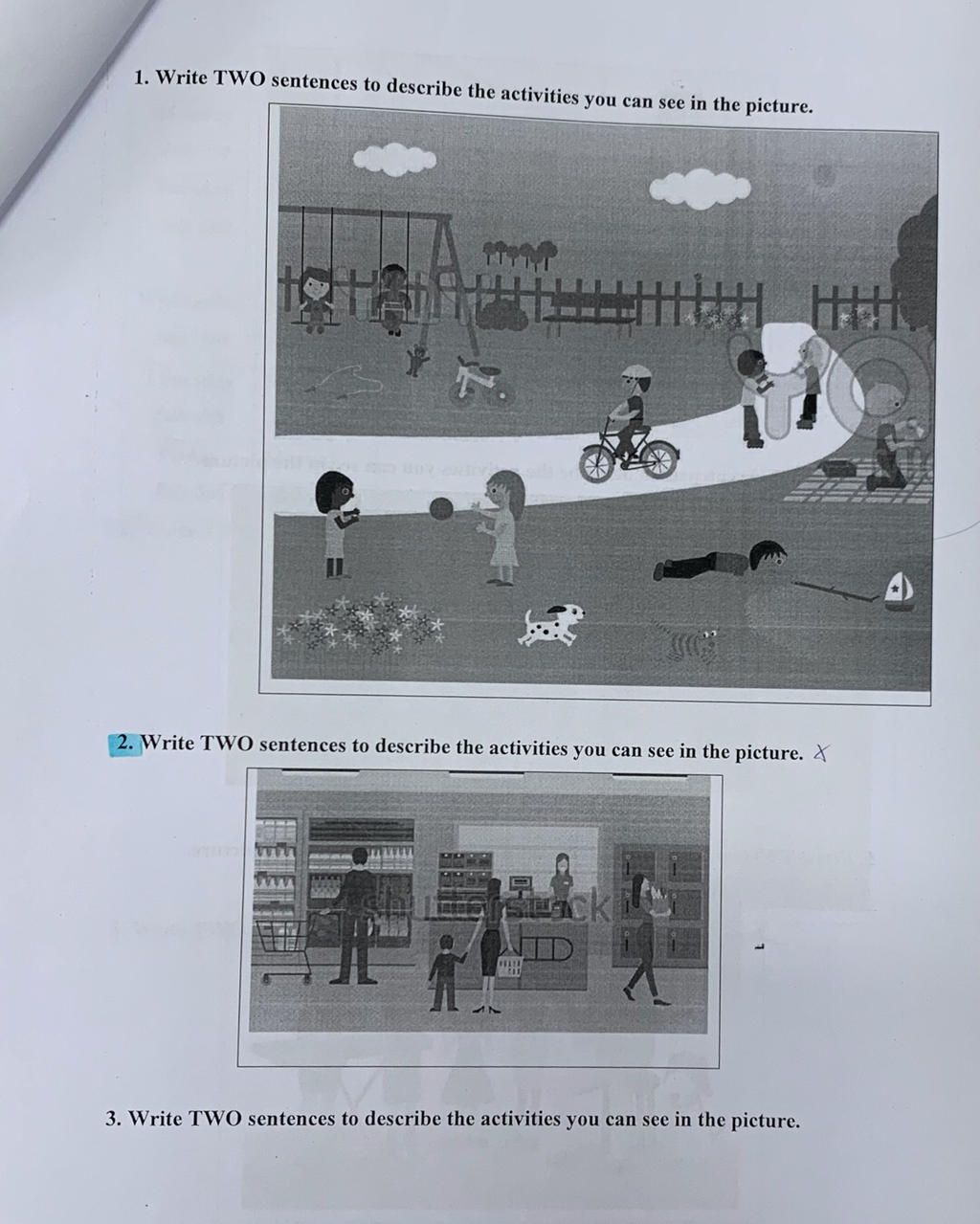 1. Write TWO sentences to describe the activities you can see in the ...