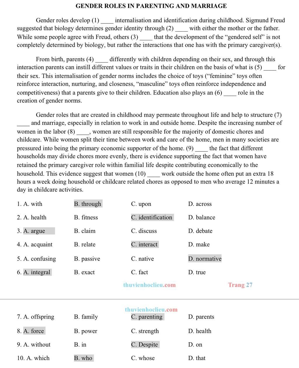 Gender roles develop (1) internalisation and identification during ...