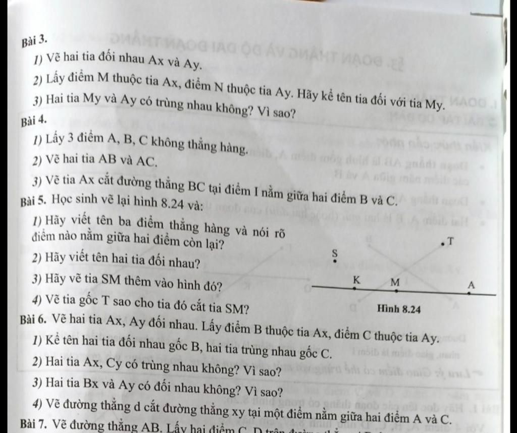 Bài 3. AG OG AV I) Vẽ hai tia đối nhau Ax và Ay. 1422 2) Lấy điểm M ...