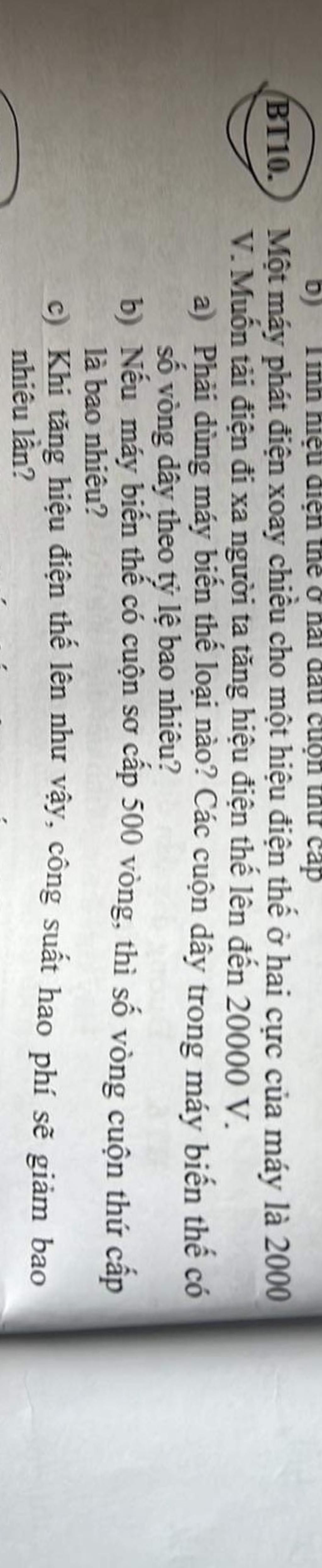 BT10. b) minen dien lie ở và Tan Tiện diện cap Một máy phát điện xoay ...
