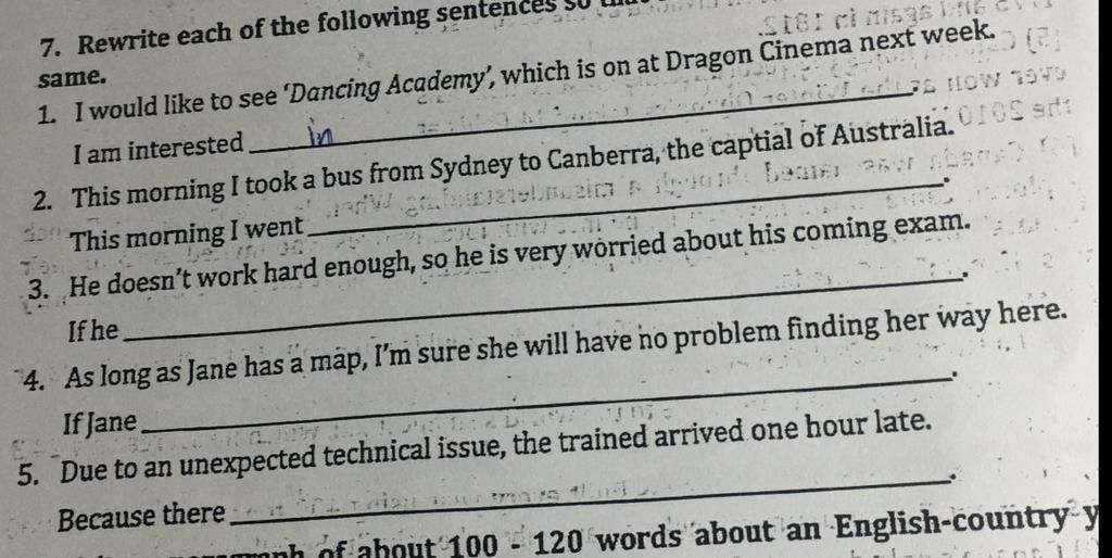 7. Rewrite each of the following sentence! (2 same. S18: cl misgs bab S ...