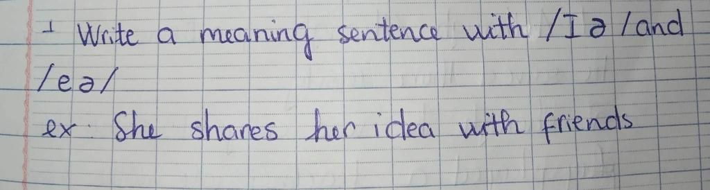 meaning sentence with /Ia / and Teal ex She shares her idea with ...
