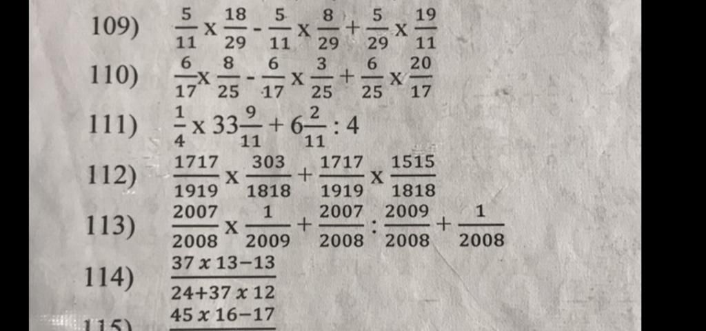 109) 110) 111) 112) 113) 114) 115 18 5 8 X 29 11 29 6 8 6 3 X 17 25 17 ...