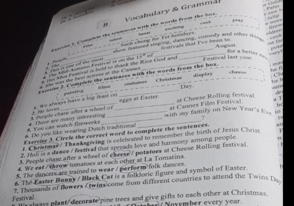 1. People B Vocabulary & Gramma lunar exciting Exercise 1. Complete the ...