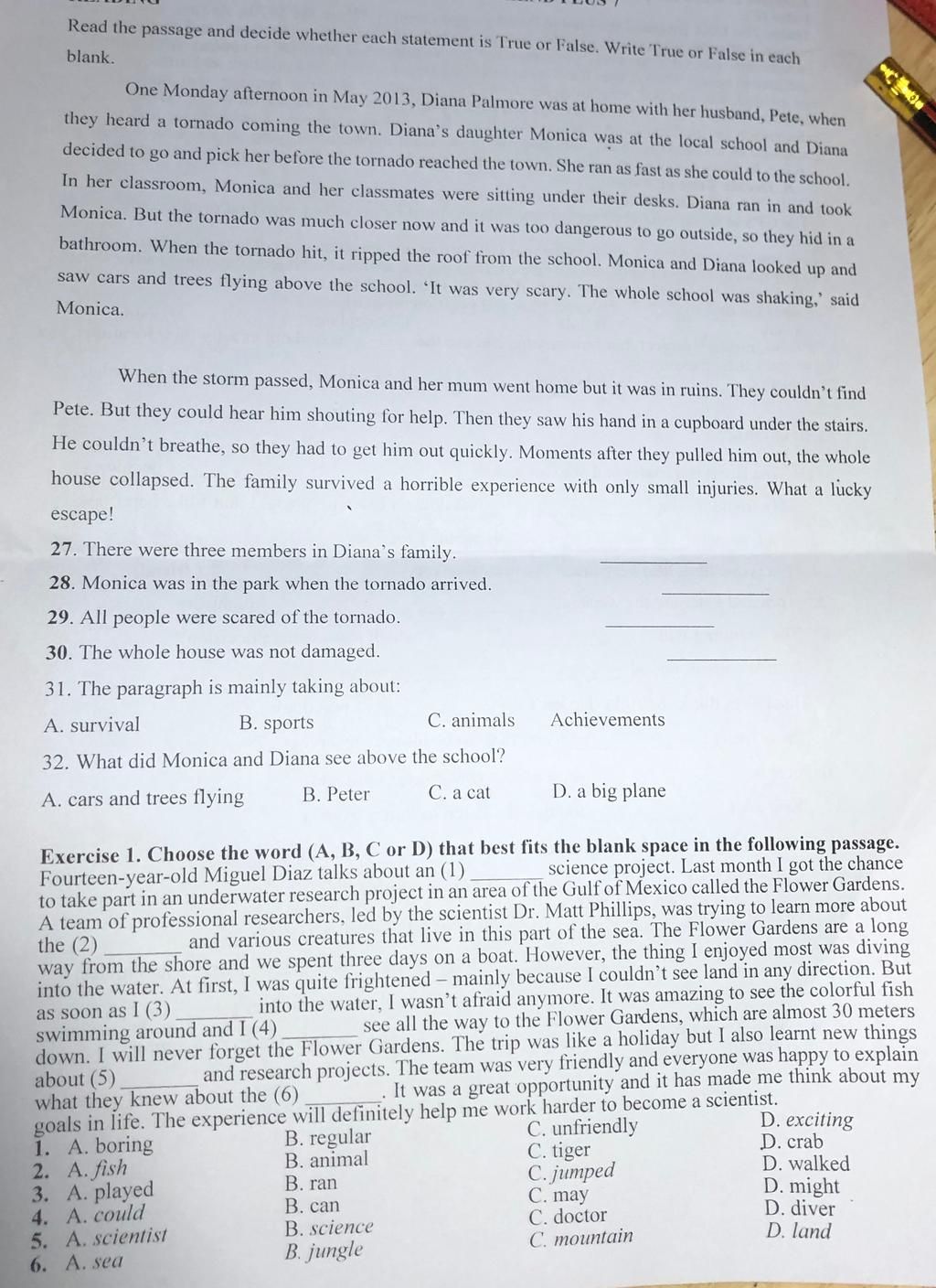 Read the passage and decide whether each statement is True or False ...
