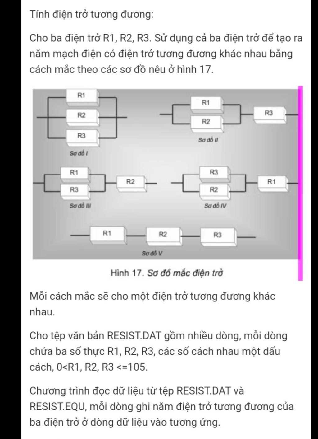 Tính điện trở tương đương: Cho ba điện trở R1, R2, R3. Sử dụng cả ba ...