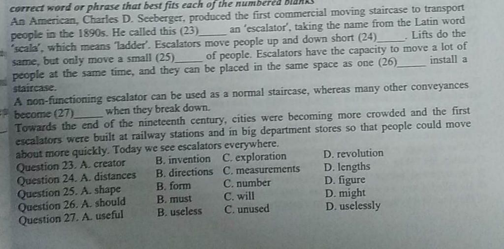 correct word or phrase that best fits each of the numbered bla An ...
