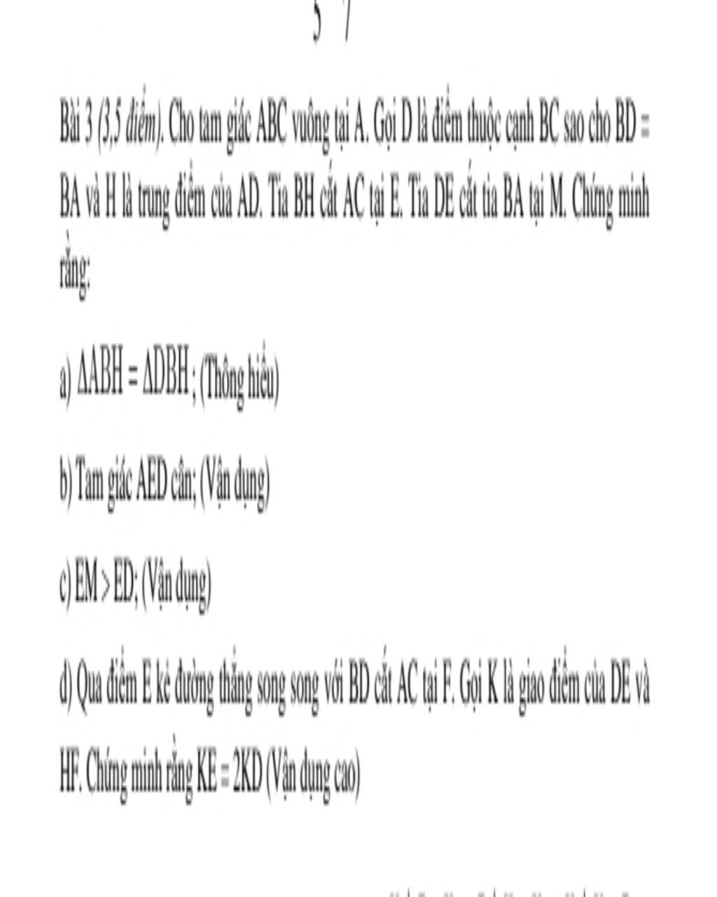 Bis 3 45 din, Cho tam gic ABC vuong tu A. Gri D lidhim thic canh BC sao ...