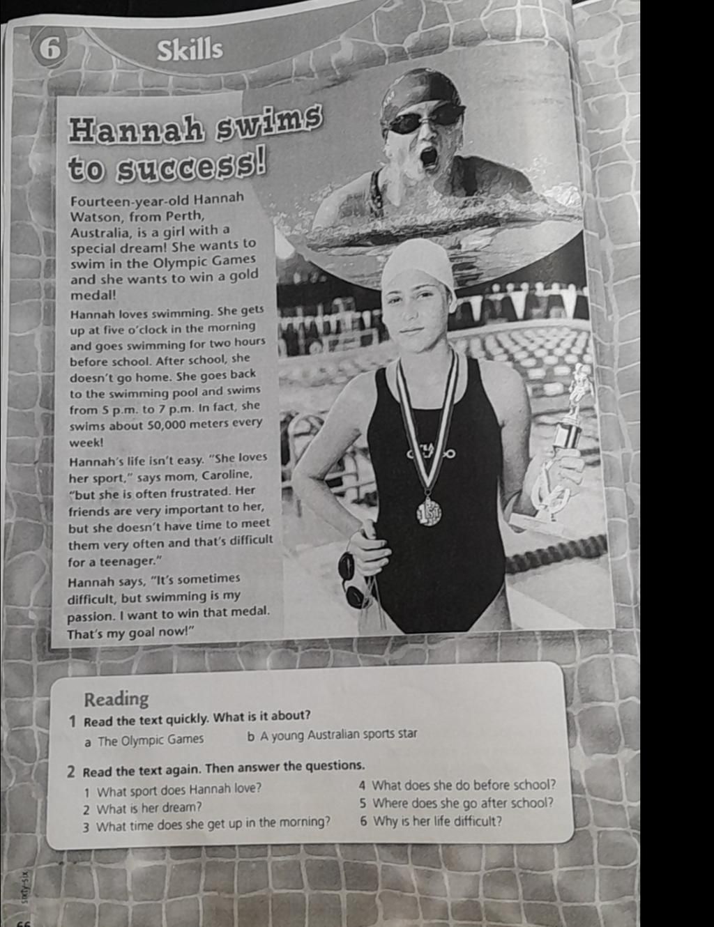 6 Skills Hannah swims to success! Fourteen-year-old Hannah Watson, from ...