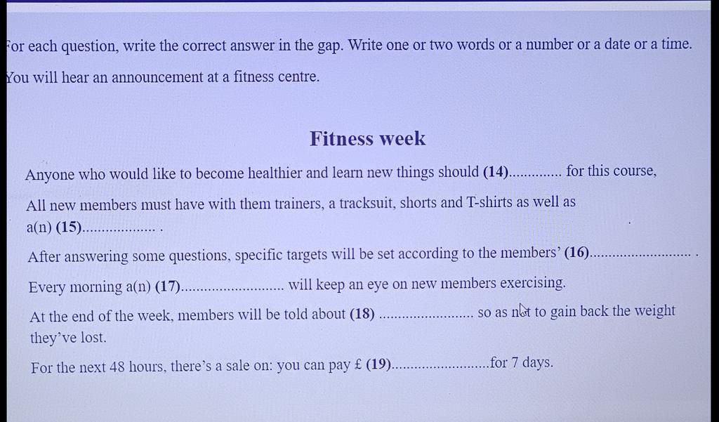 For each question, write the correct answer in the gap. Write one or two words or a number or a ...