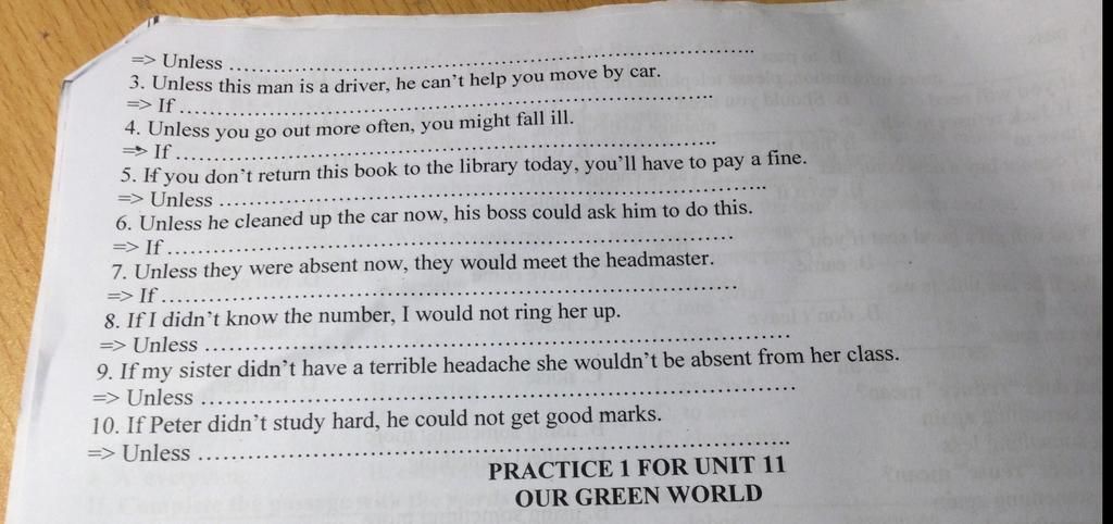 => Unless 3. Unless this man is a driver, he can't help you move by car ...