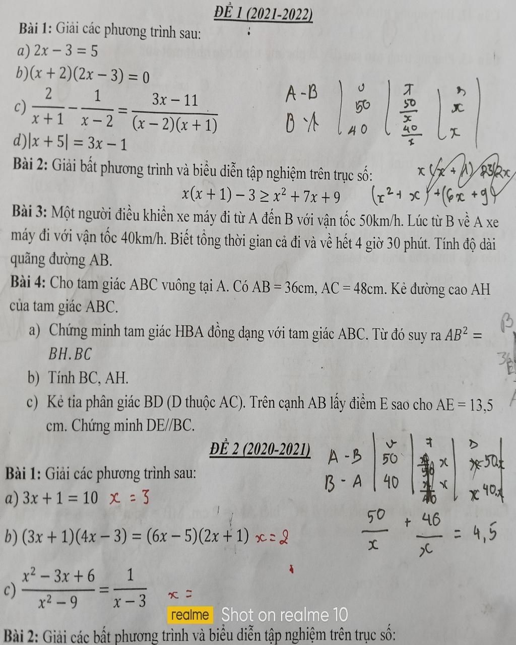 Giải giùm câu 4c thôi Nhanh xíu hộ mình với Bài 1: Giải các phương trình sau: a) 2x - 3 = 5 b)(x ...
