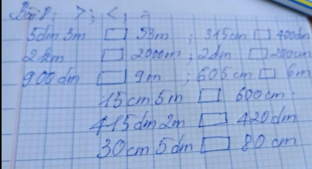 5dm 3m 9.00 dm 53m 3.45cm 400din 2000m; 2d