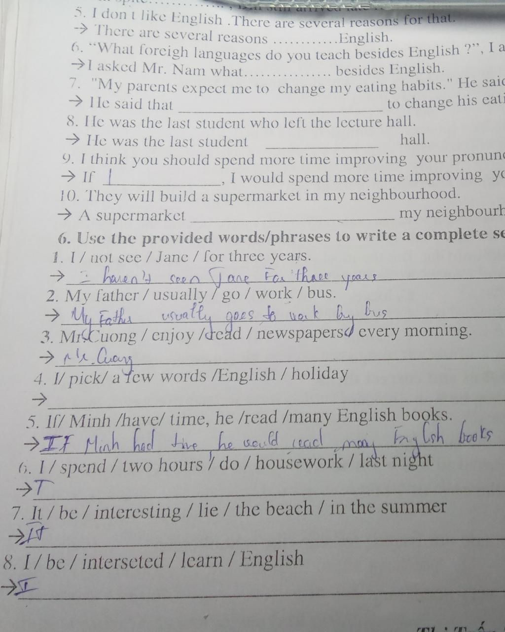 5. I don't like English. There are several reasons for that. →→There ...