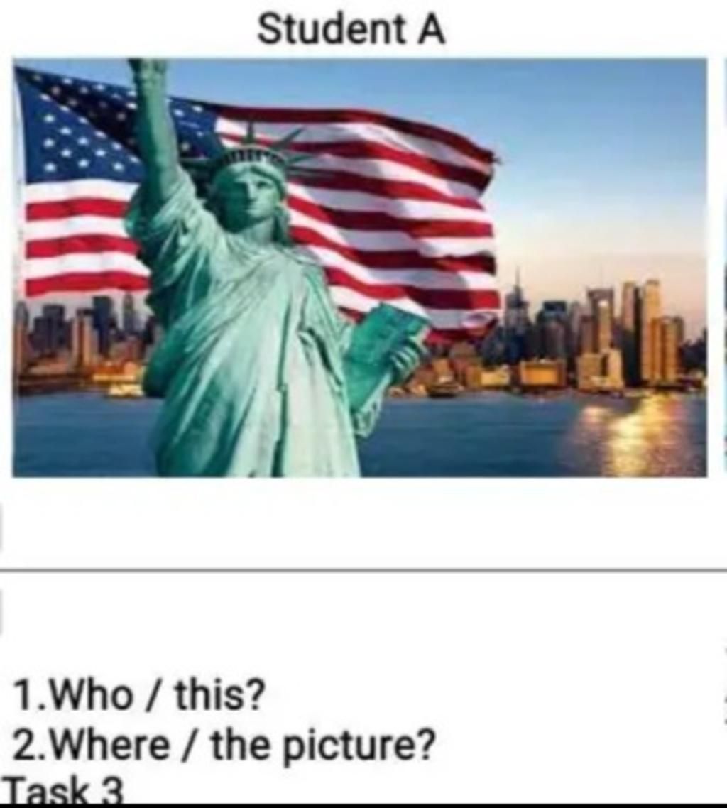 Student A 1.Who / this? 2.Where/ the picture? Task 3