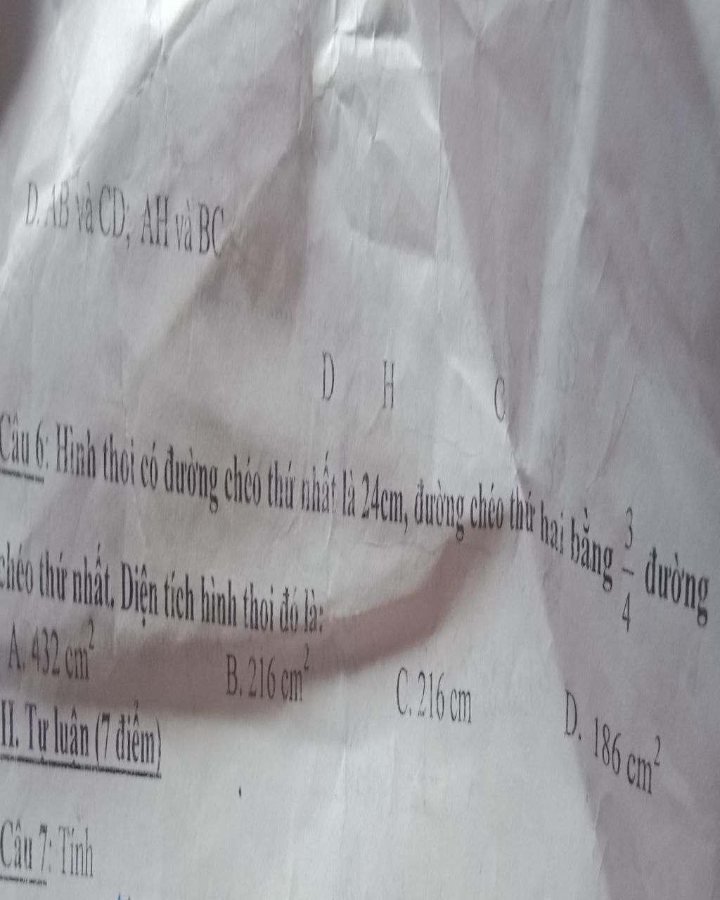 DCD, AB w DH hai Cành. Hình thôi có đường chói thủ nhi là dem, đường ...