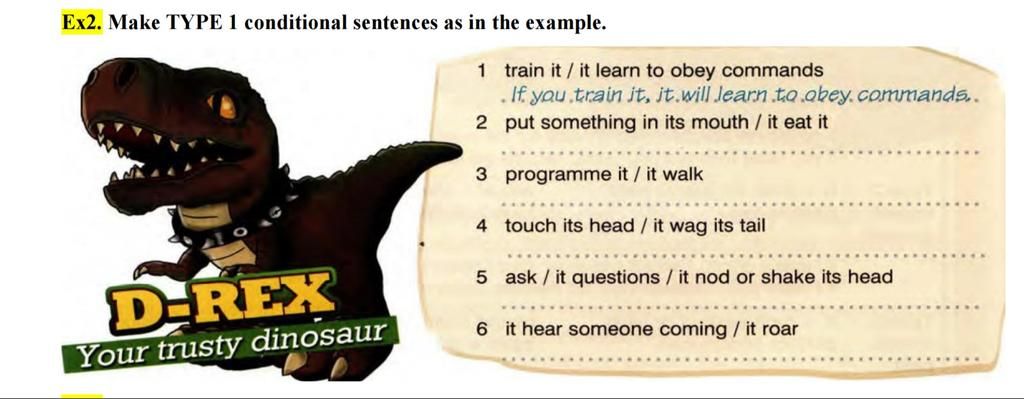 Ex2. Make TYPE 1 conditional sentences as in the example. 1 train it ...