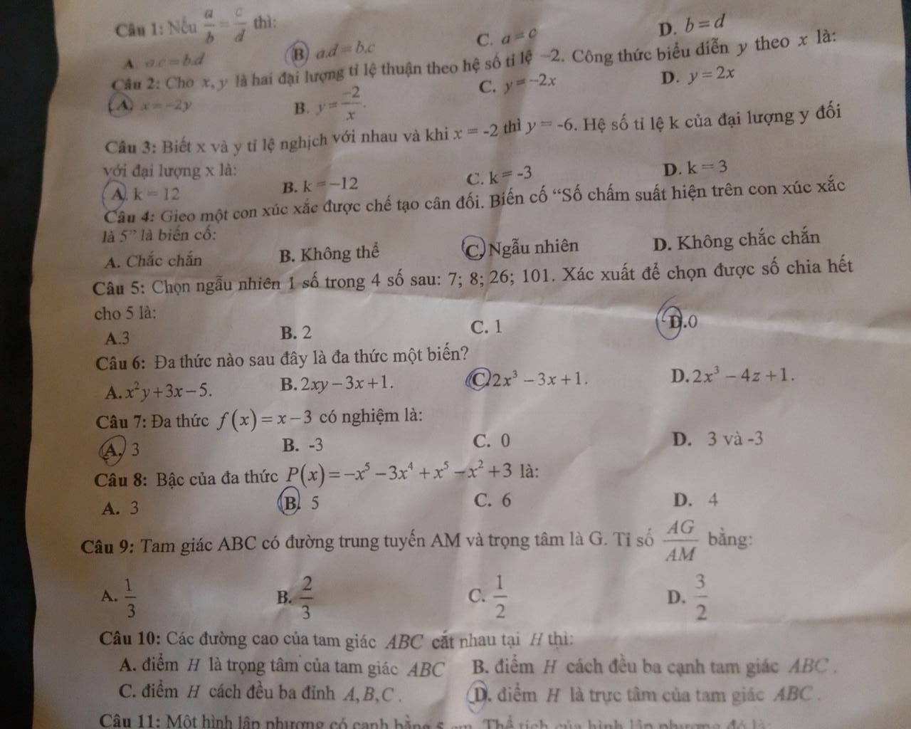 Giúp mình với ạ !!!!!!!!!!!!!!!!!!!!!!!!!!!!!!!! Câu 1: Nếu A. a.c-b.d ...