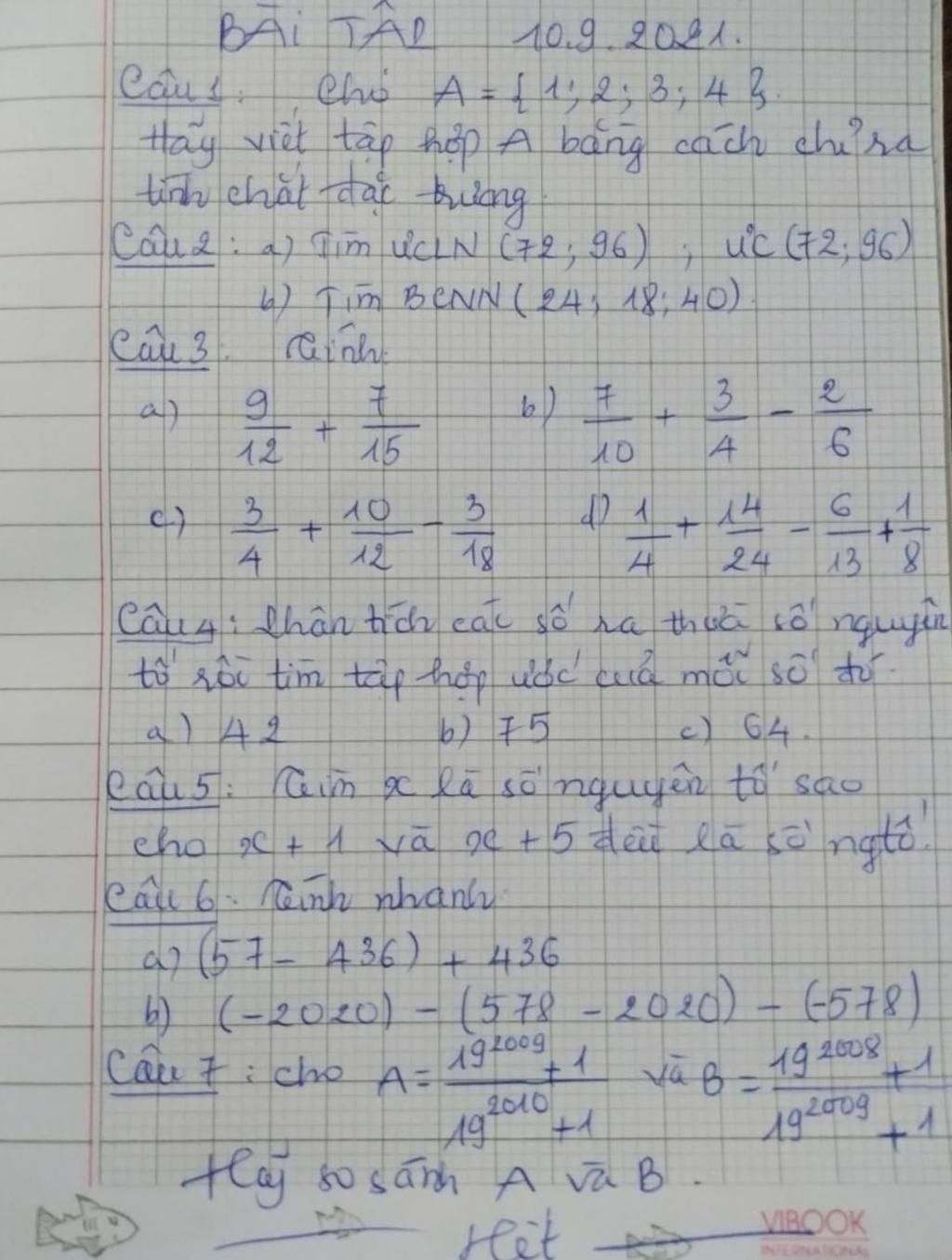 BALTAR 10.9.2021. Caus Cho A = [ 1₁, 2; 3; 4 3 Hãy viết tập hợp Á bằng ...