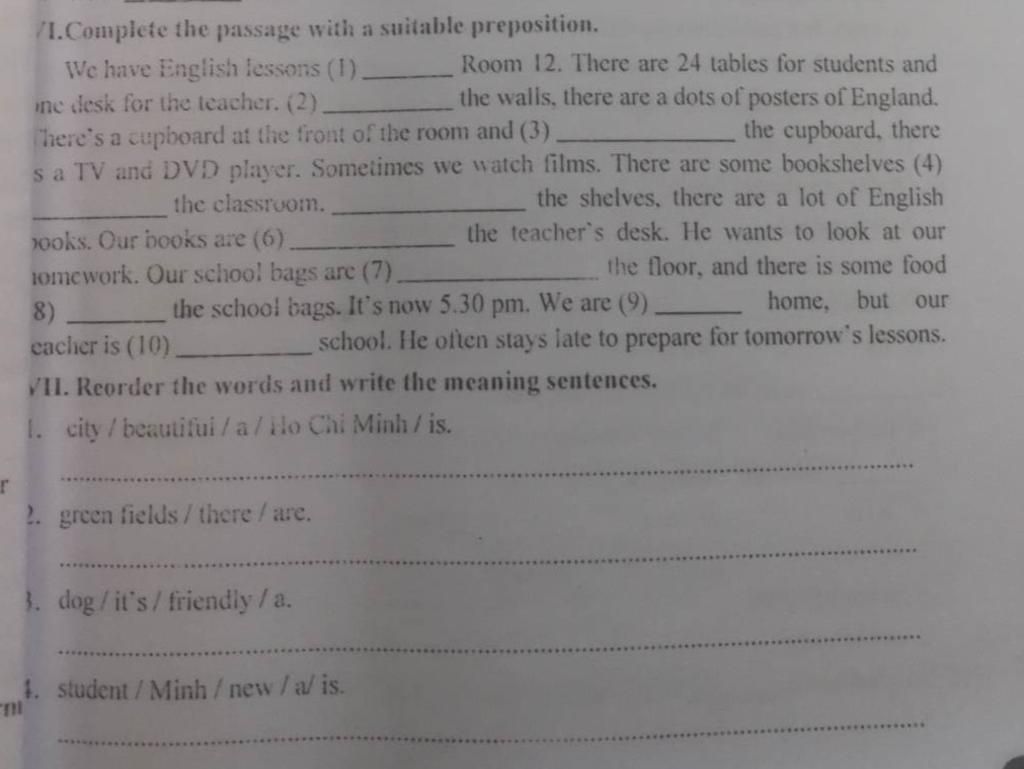 /1.Complete the passage with a suitable preposition. We have English ...