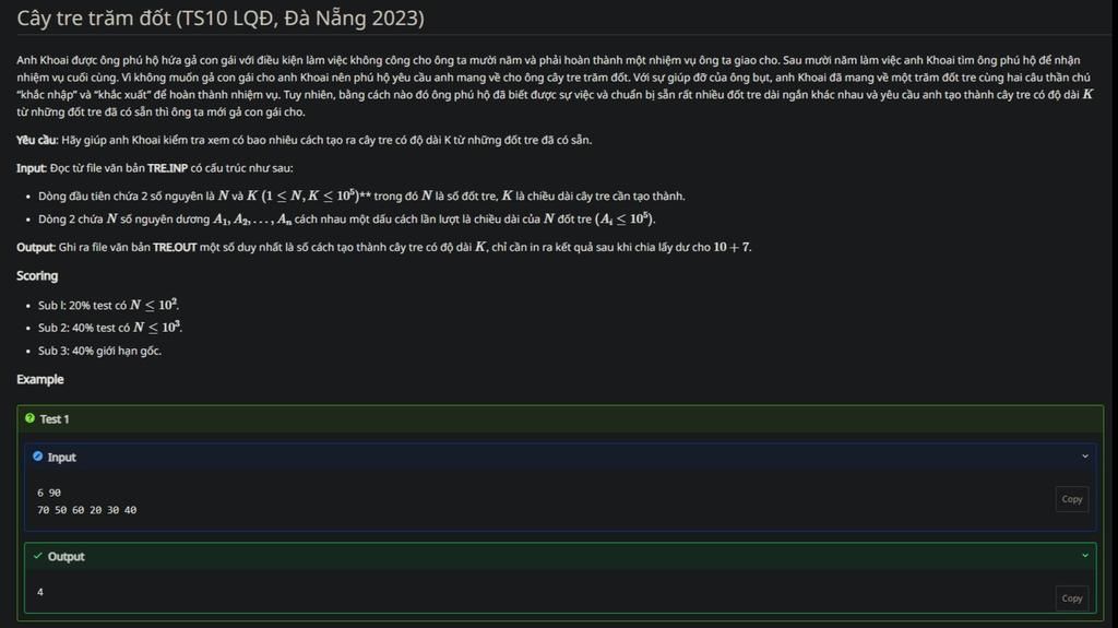 làm bằng pascal và giải thích cách làm giúp mình rõ ràng với ạ!Cây tre ...