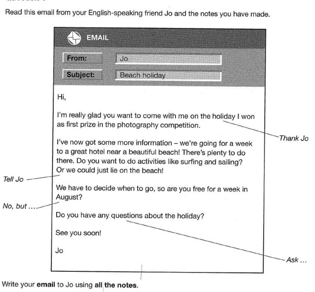 Read this email from your English-speaking friend Jo and the notes you ...