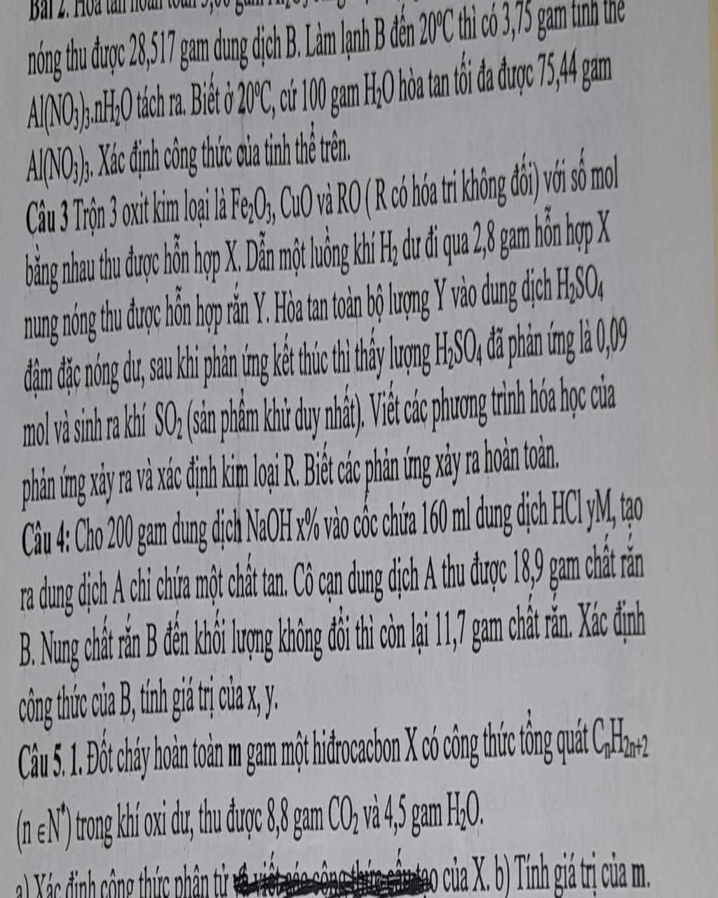 the nóng thu được 28,517 gam dung dịch B. Làm lạnh B đến 20C thì có 3,75 gam tỉnh l Al(NG)h nH;O ...