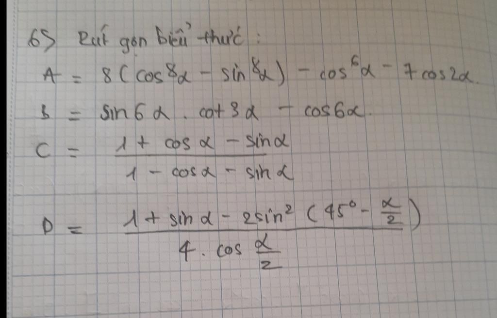 65 Ruf been thi'c gon A = 8 C cos 8α - sin & ) & C D = Sin 6 d 11 cat 3 ...