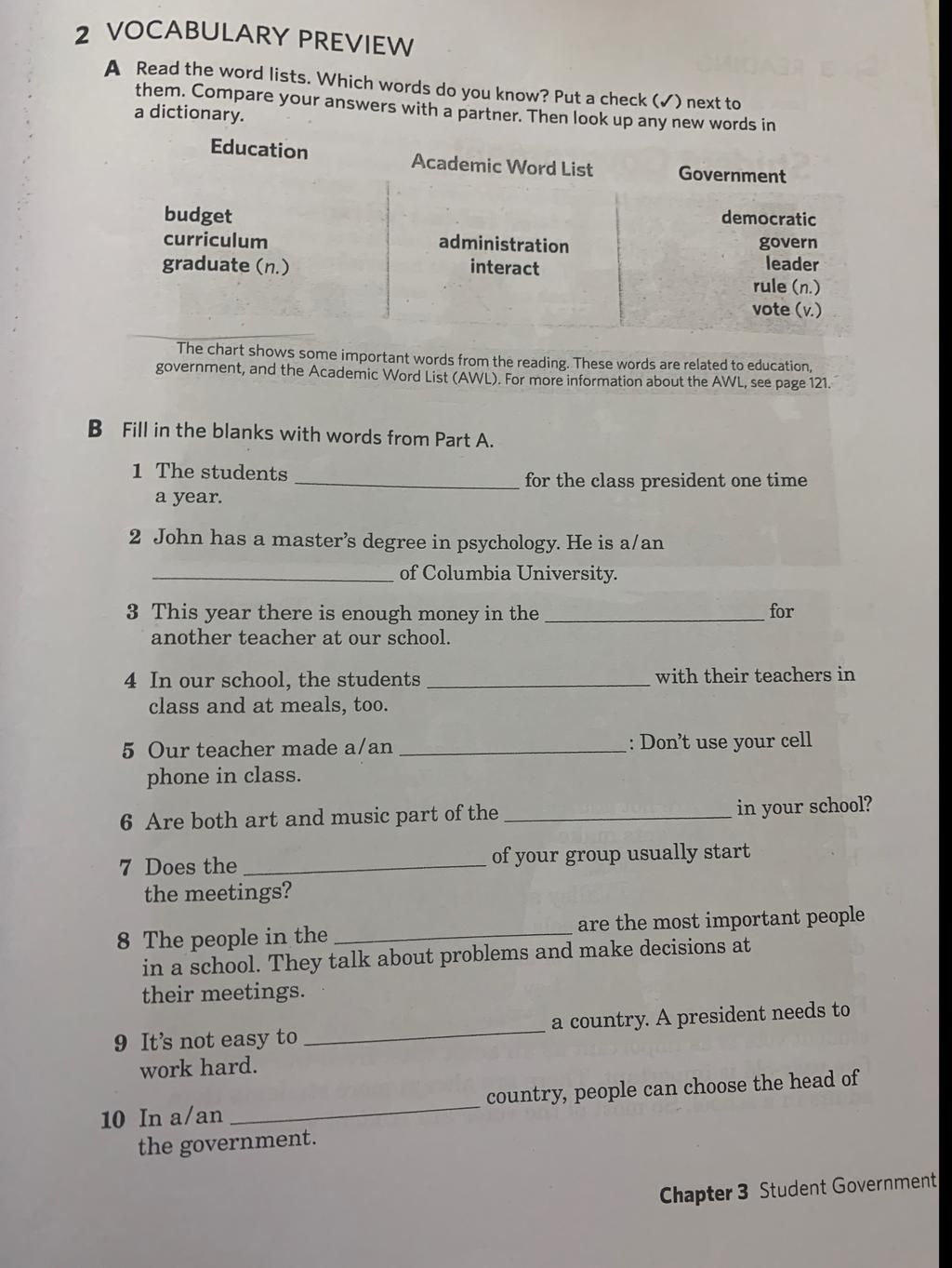2 VOCABULARY PREVIEW A Read the word lists. Which words do you know ...