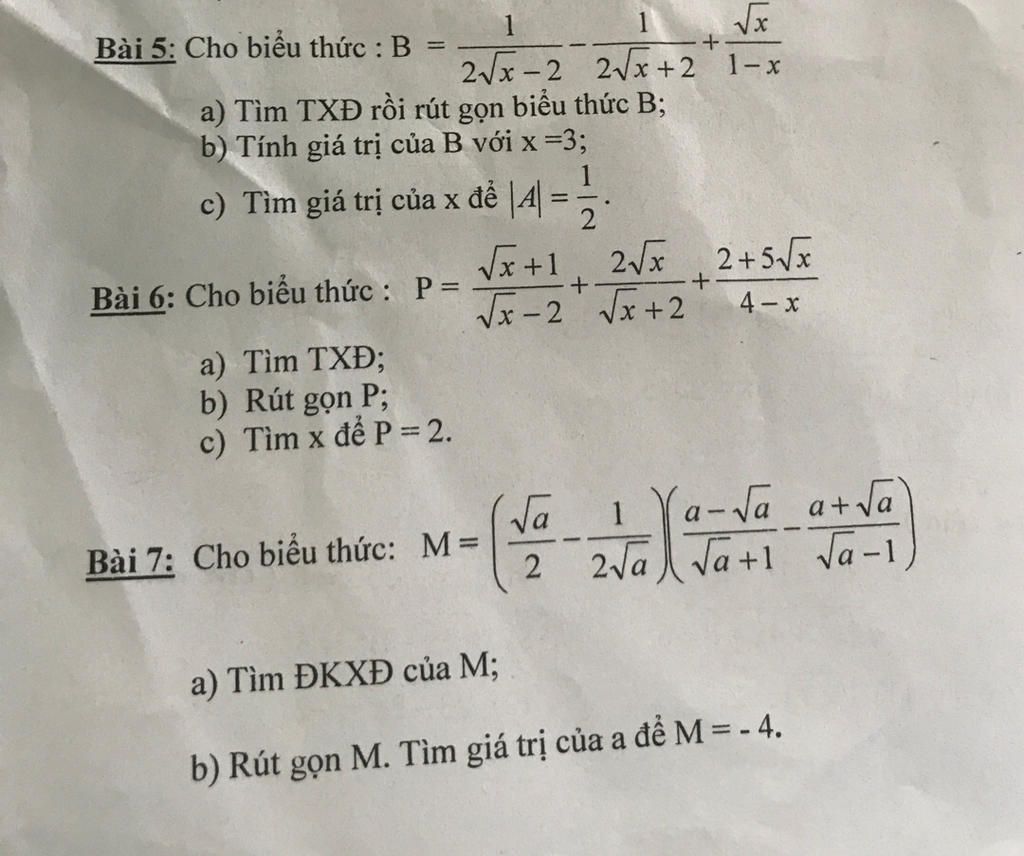 Bài 5: Cho biểu thức : B = a) Tìm TXĐ rồi rút gọn biểu thức B; b) Tính ...