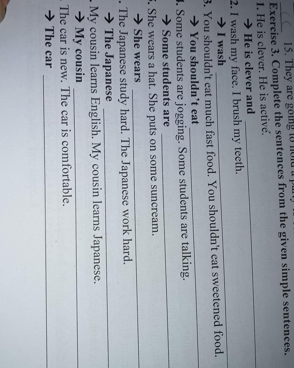 CC 15. They are going to a party Exercise 3. Complete the sentences ...