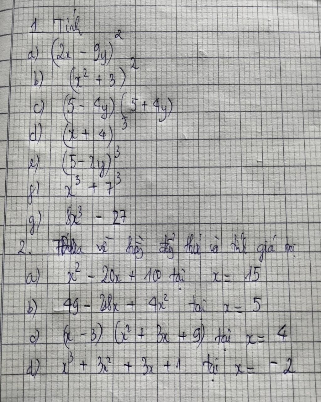 1 Tich a) (29) 2 + 3 ) (5-49) (5+49) x + 4 3 22 b (c) Q e) (5-24) 3 97 ...