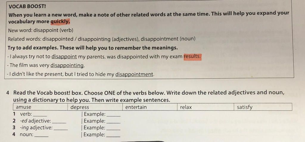 VOCAB BOOST! When you learn a new word, make a note of other related ...