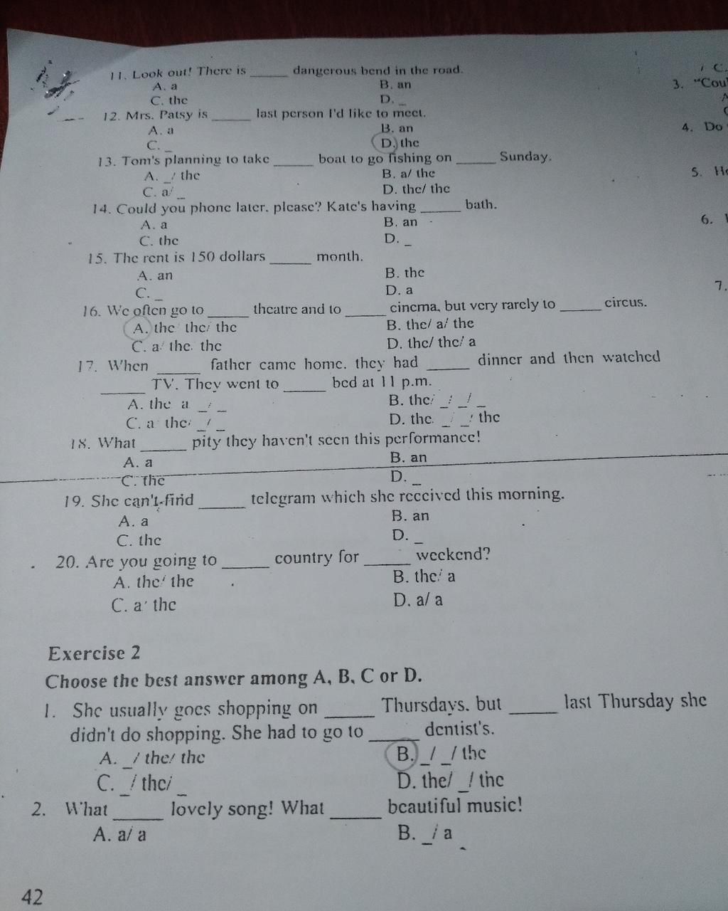11, Look out! There is A. a C. the 12. Mrs. Patsy is A. a C. 42 13. Tom ...