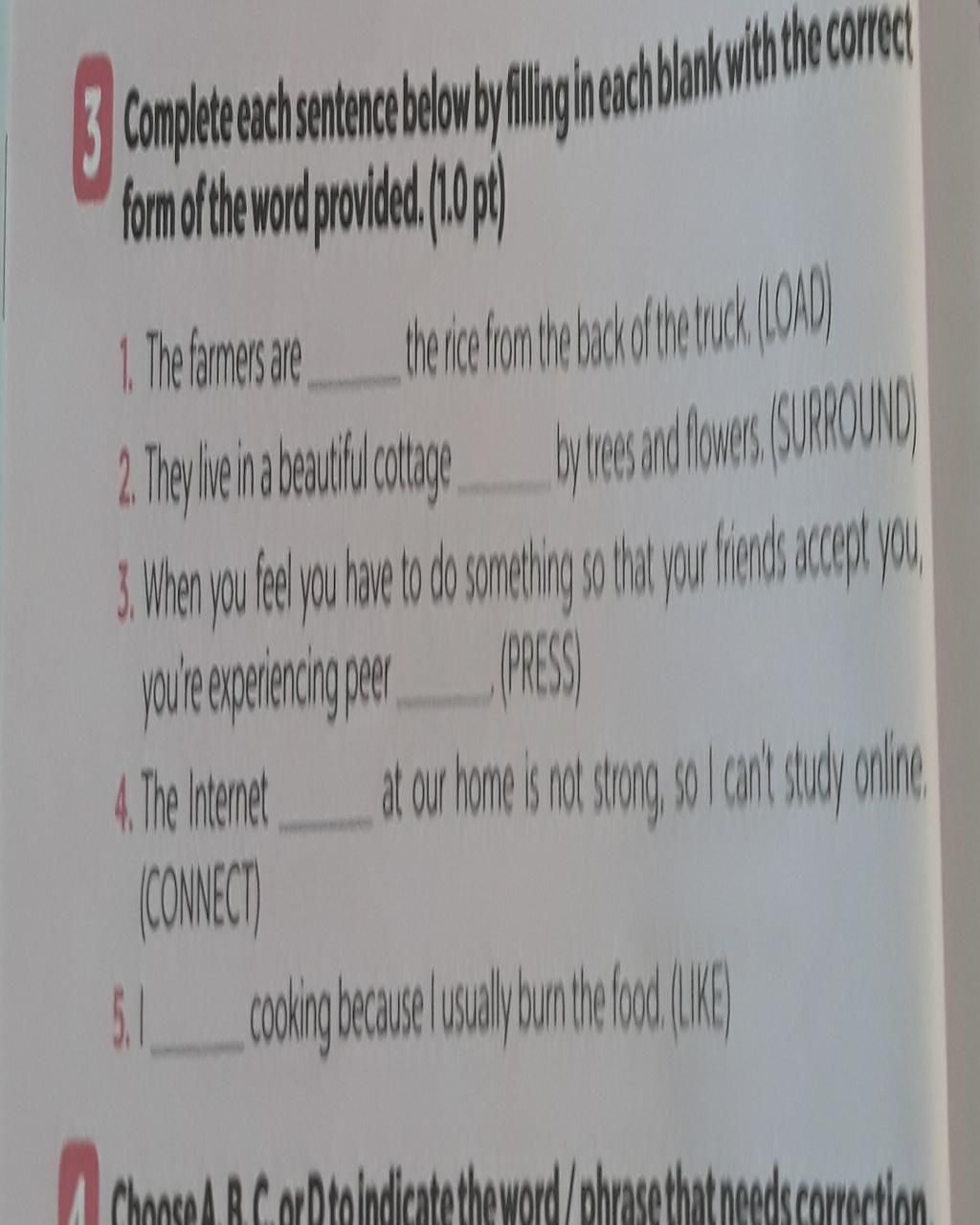 3 Complete each sentence below by fillig in each blank with the correct ...