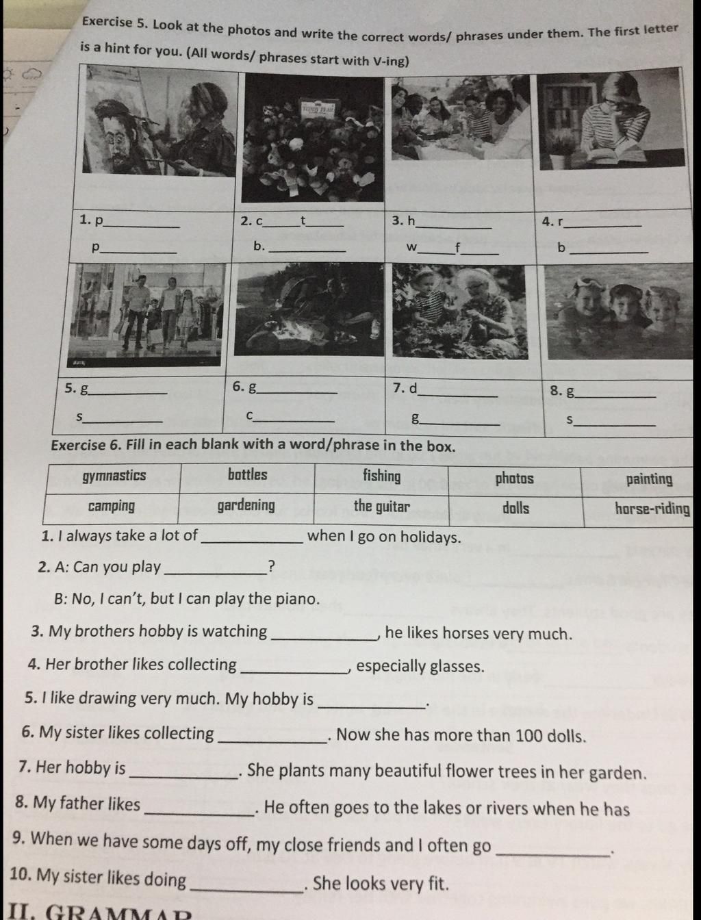 Exercise 5. Look at the photos and write the correct words/ phrases ...