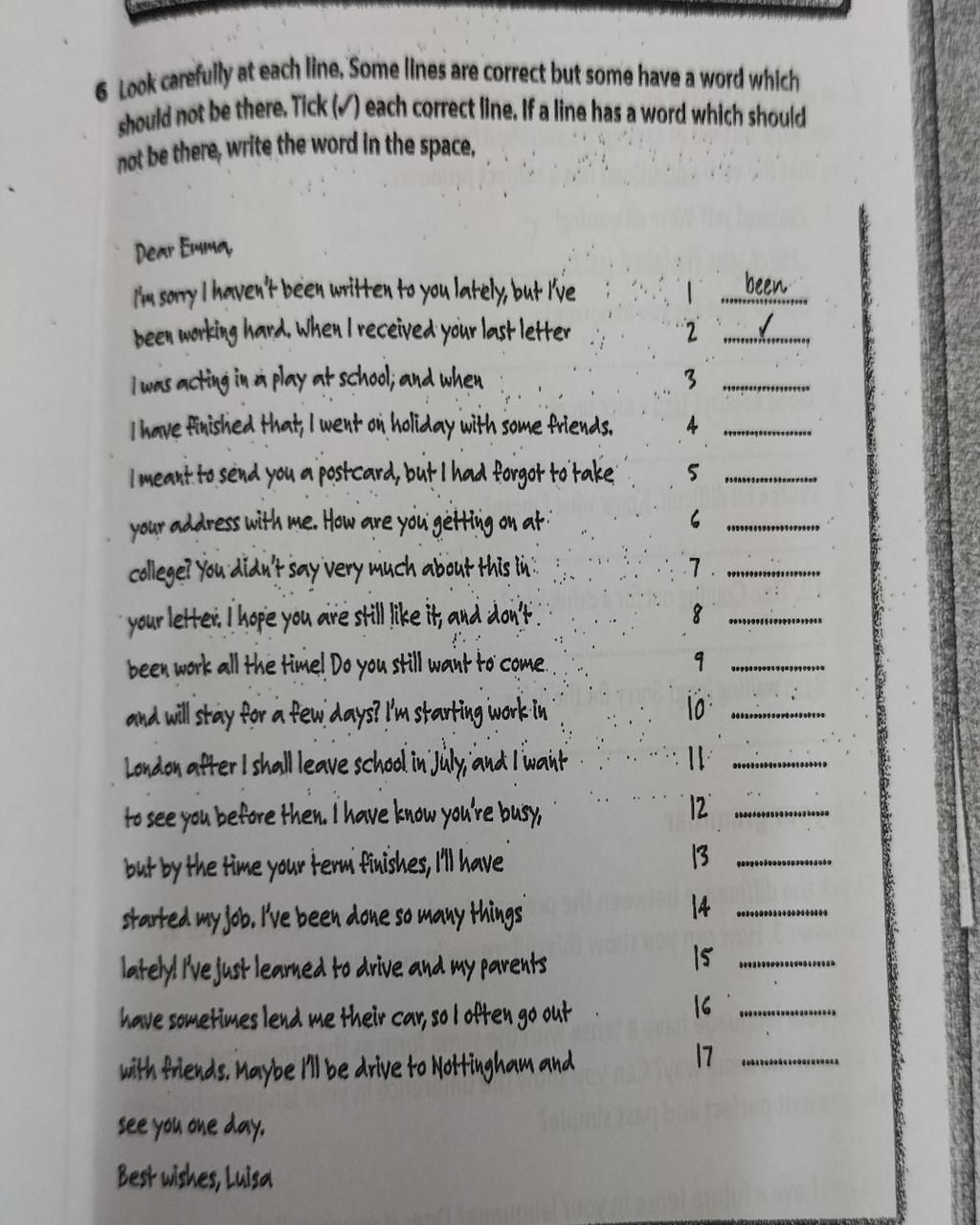 6 Look carefully at each line, Some lines are correct but some have a ...