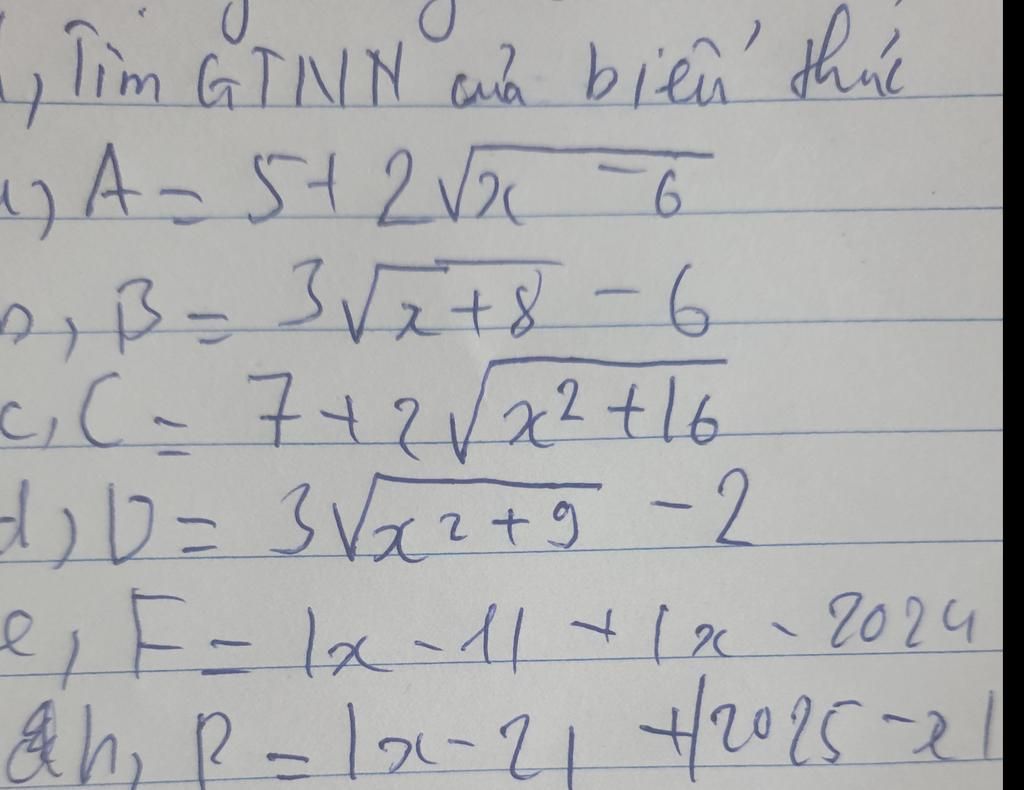 4 Tim GINN aa bien' that 4) A=5+2√x=6 2₁ B = 3√√√x+8 -6 c₁ (= 7+²√√√x² ...