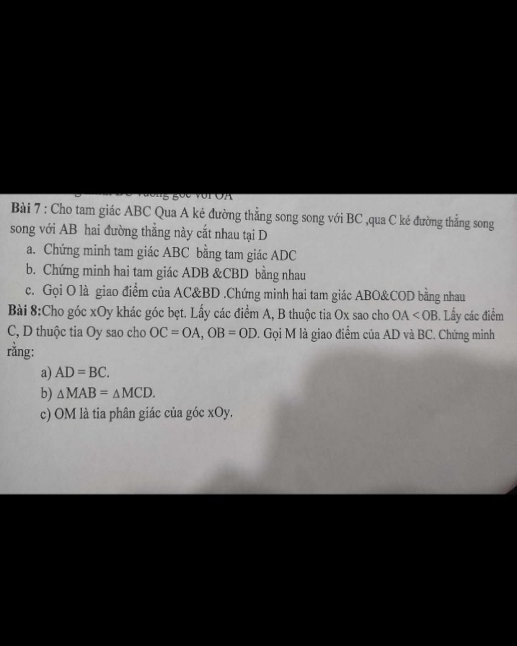 Giải nhanh, chi tiết giúp em với ạ. Em cảm ơn m.n JA Bài 7 : Cho tam giác ABC Qua A kẻ đường ...