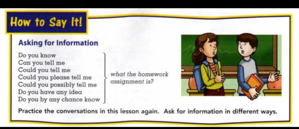 How to Say It! Asking for Information Do you know Can you tell me Could ...