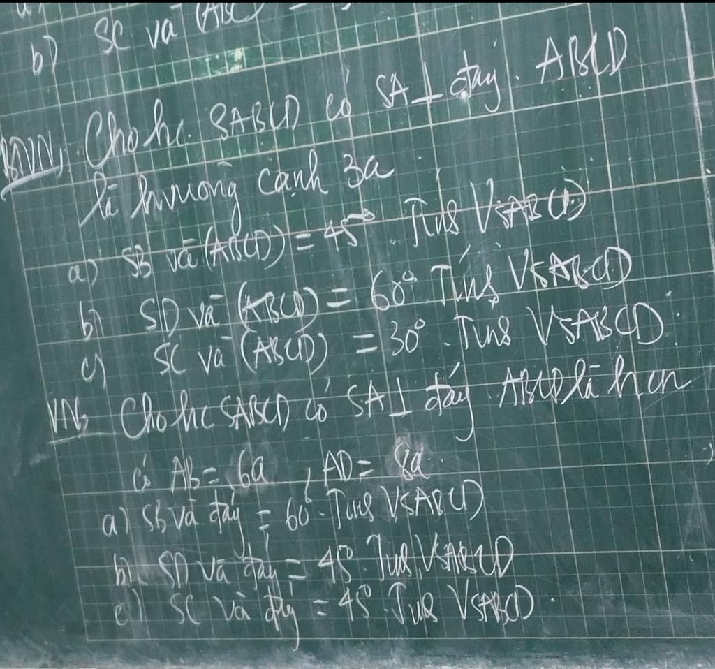 b) SC va (AS KN Cho he SABCD có SAI đá. ABCD le hurong canh za te cạnh ...