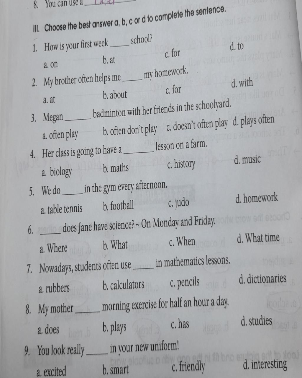 8. You can use a III. Choose the best answer a, b, c or d to complete ...