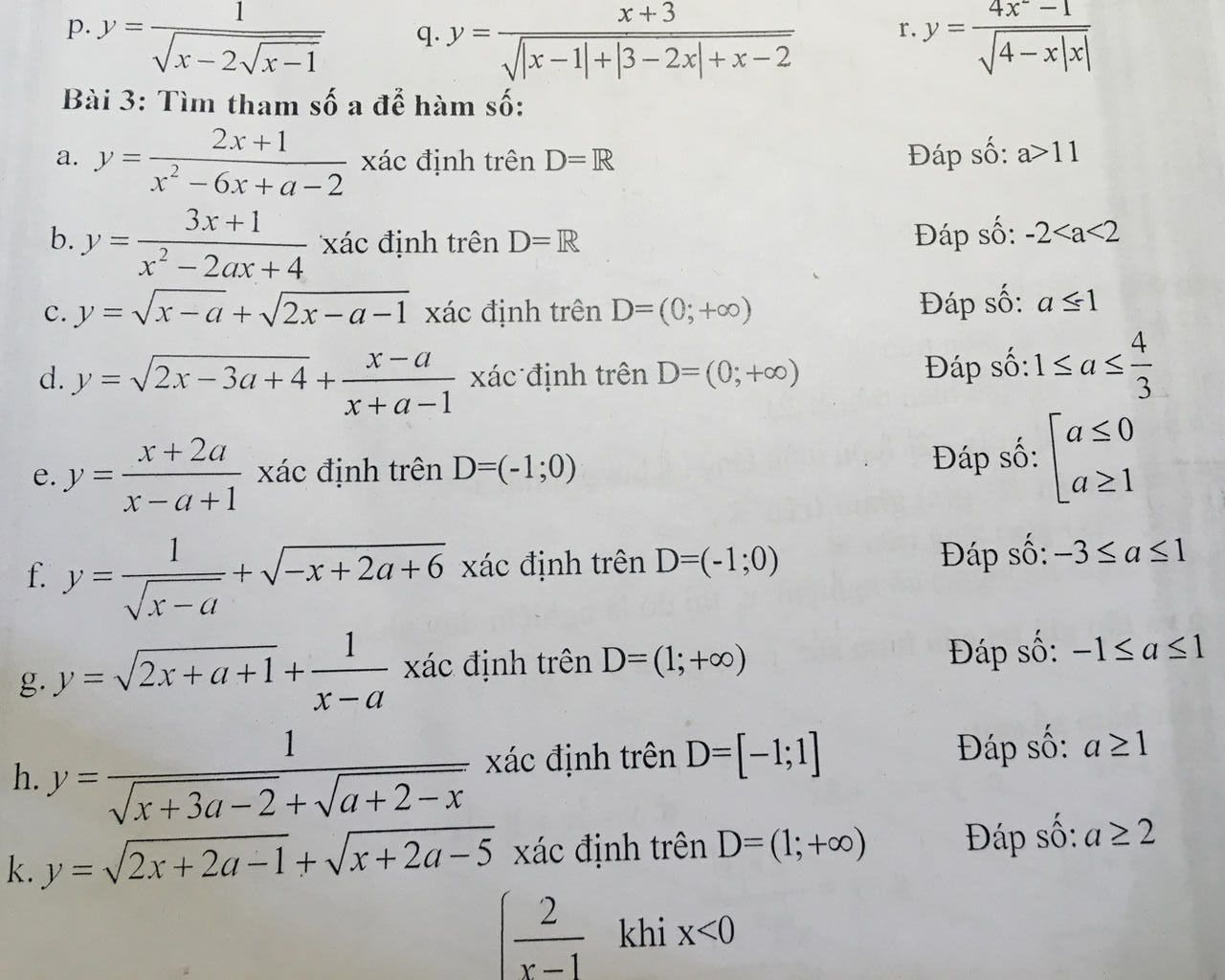 P Y A Y √x 2√x 1 Bài 3 Tìm Tham Số A để Hàm Số а 2x 1 B Y 2